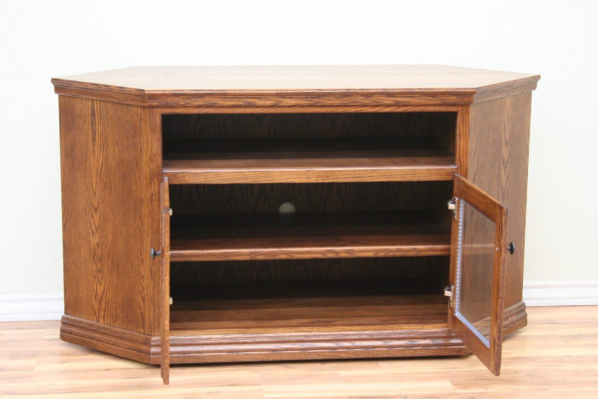 Traditional T243 55 1/2" W x 20" D x 30" H Wood Corner TV Stand with ...